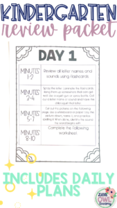 Kindergarten Summer Review - Little Owl Academy